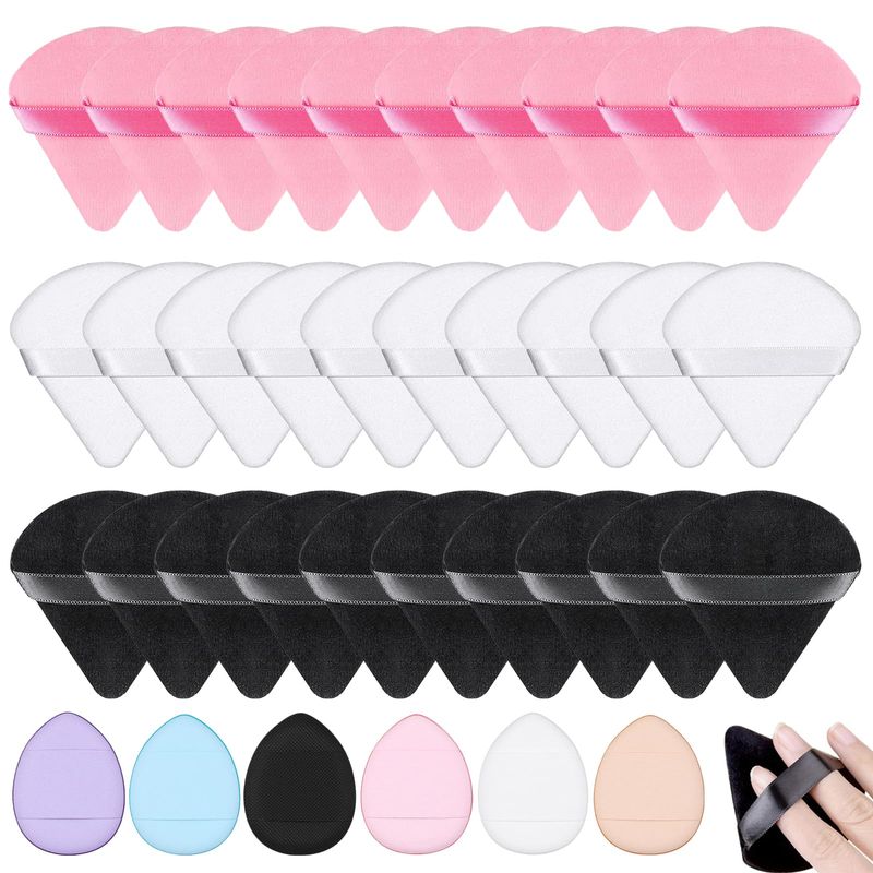 30 Pcs Triangle Powder Puffs 6 Pcs Mini Finger Makeup Sponges Puff ...