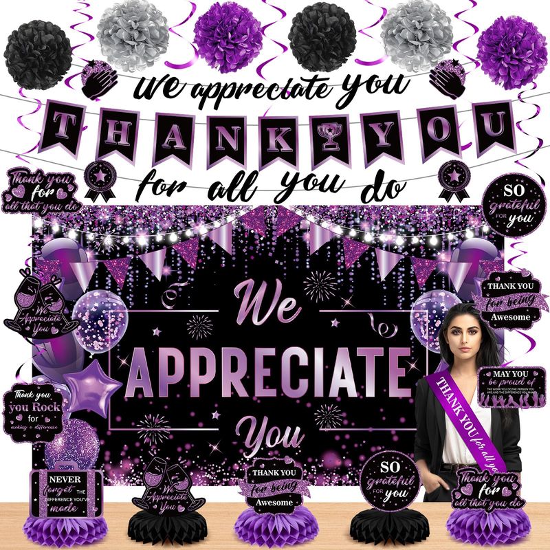 Purple We Appreciate You Decorations Black Purple Thank You for All You ...
