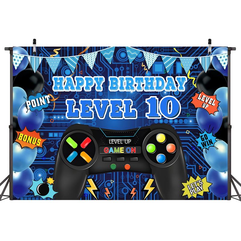 LTDKAEN Game Theme Level 10 Birthday Backdrop Video Game Happy 10th ...
