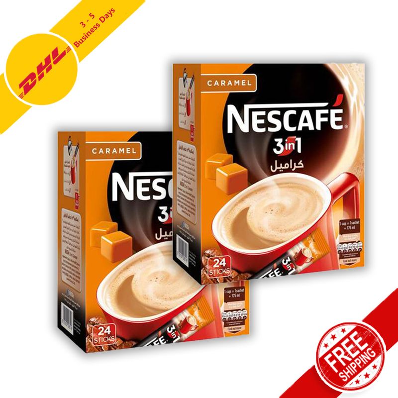 Nescafe Caramel Mix 3 in 1 Instant Coffee Mix 2 Packs 24 Sticks Each ...