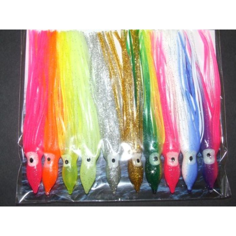 Fladen ASSORTED COLOUR Squid Muppet lures 9cm x 10 Boat Sea Fishing ...