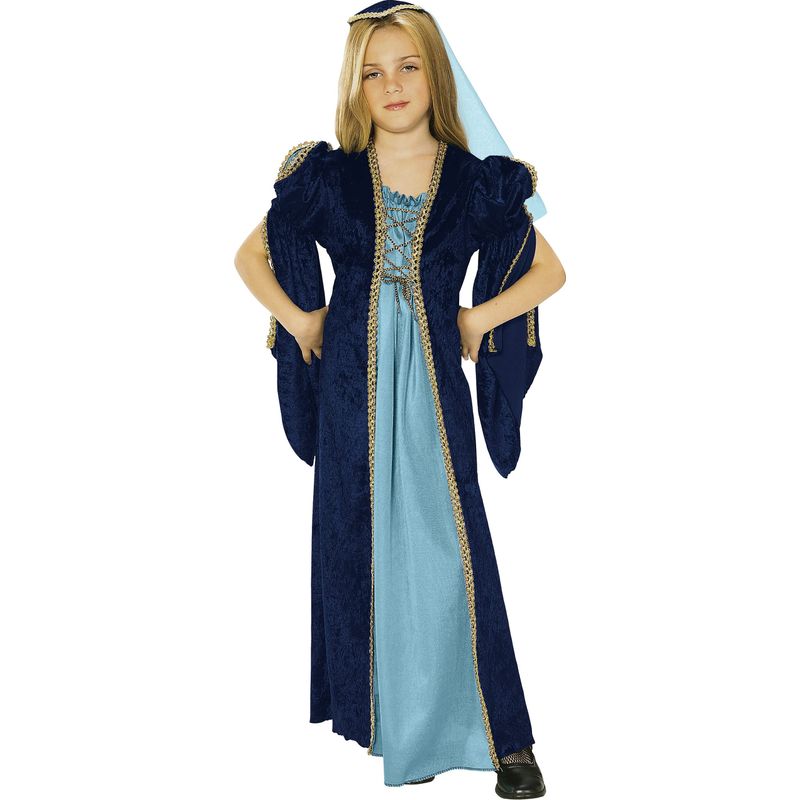 Girls Long Medieval Maid Marian Juliet Tudor Historical Fancy Dress ...