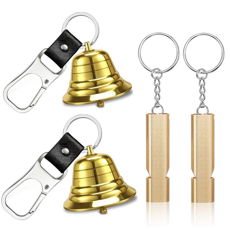Loud Bear Bell with Whistle Set for Hikers, 2" Hiking Gear Solid Brass ...