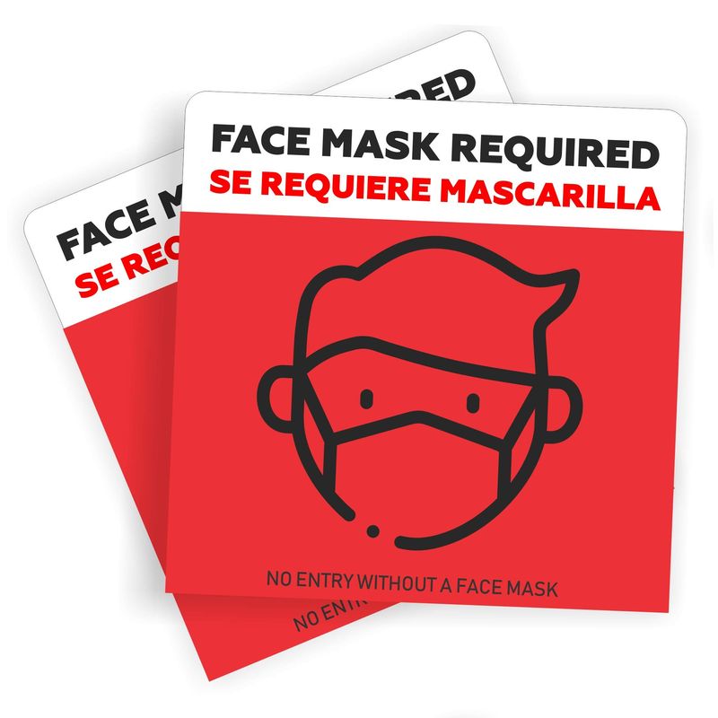 Face mask Required Sign red, 4 Pack, 8 in x 8 in, face mask Required ...