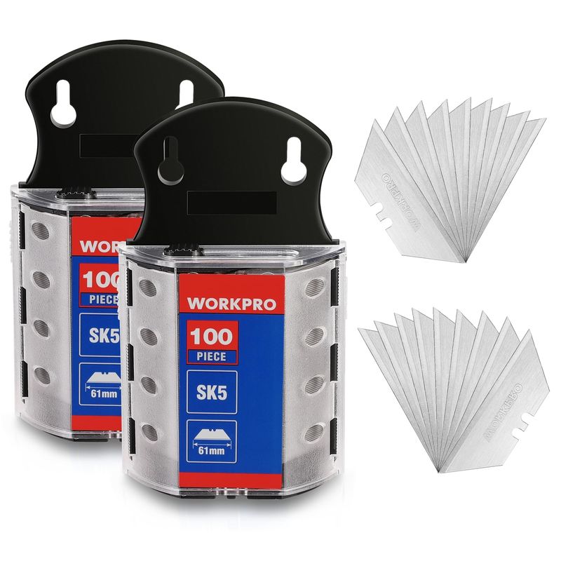 WORKPRO 200PC Utility Knife Blade SK5 Steel Box Cutter Standard Blades ...