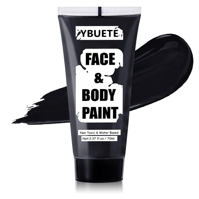 YBUETE Black Water Based Face Body Paint, 2.37 OZ Large Tube Full ...