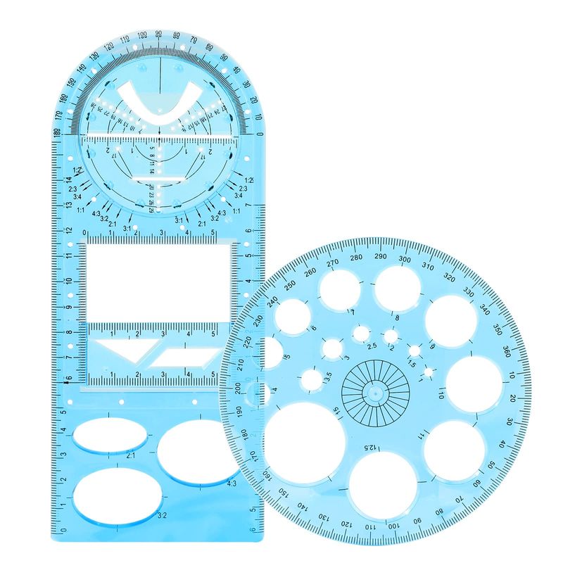 2Pcs Multifunctional Geometric Ruler, Upgraded Drawing Ruler Geometric ...