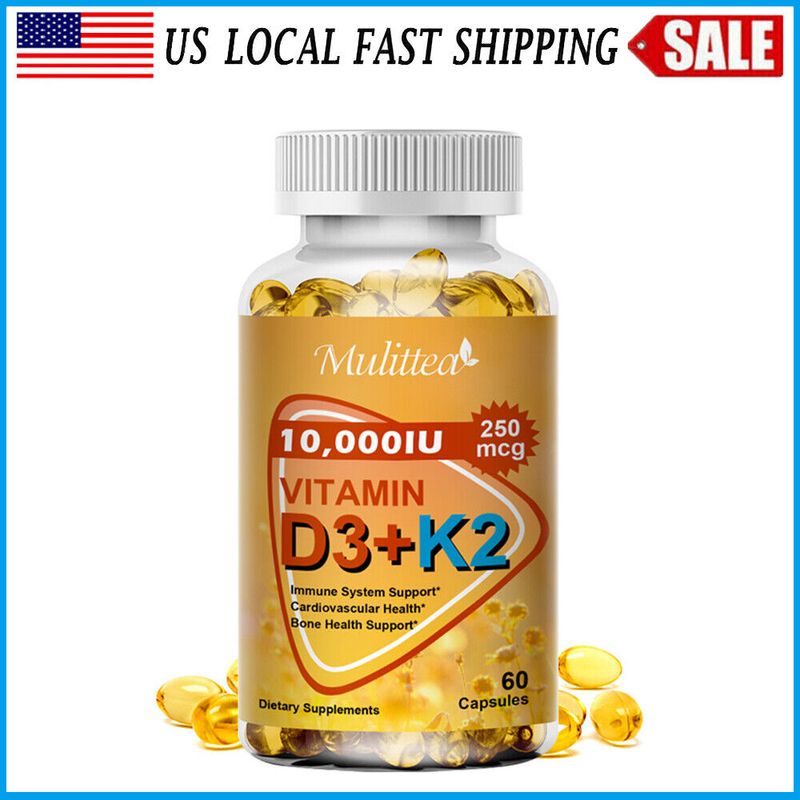 Vitamin K2 (MK7) with D3 10,000 IU Supplement, Bone & Cardiovascular ...