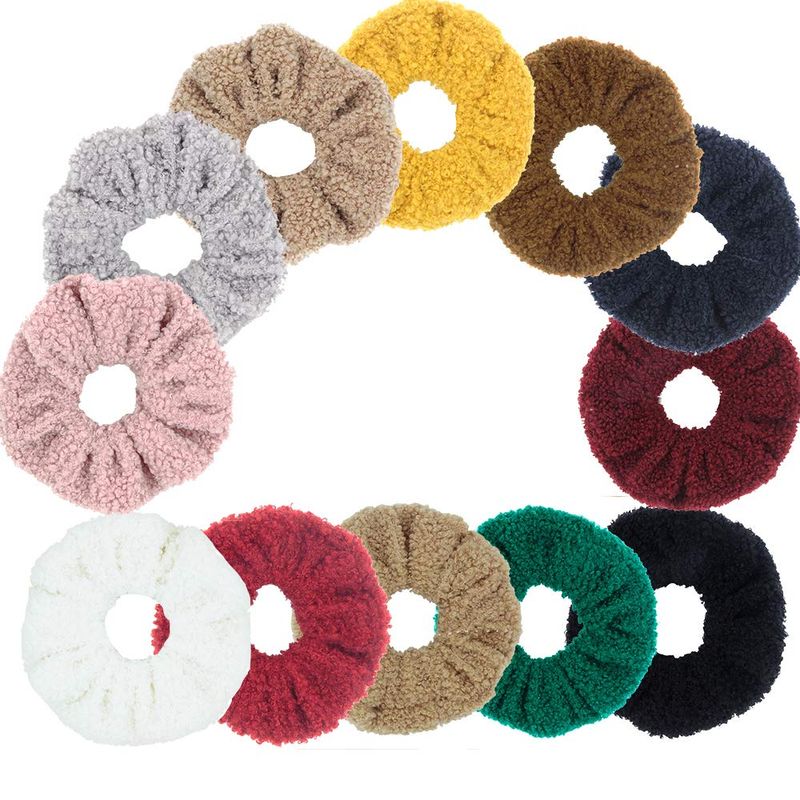 12 Pack Teddy Faux Fur Hair Scrunchies,Teddy Scrunchie,Sweet Rabbit ...