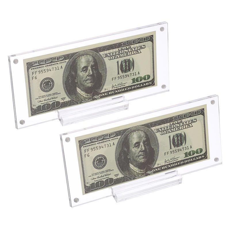 TOLIDA 2 Packs Clear Acrylic Dollar Bill Display Holder - Dollar Cash ...