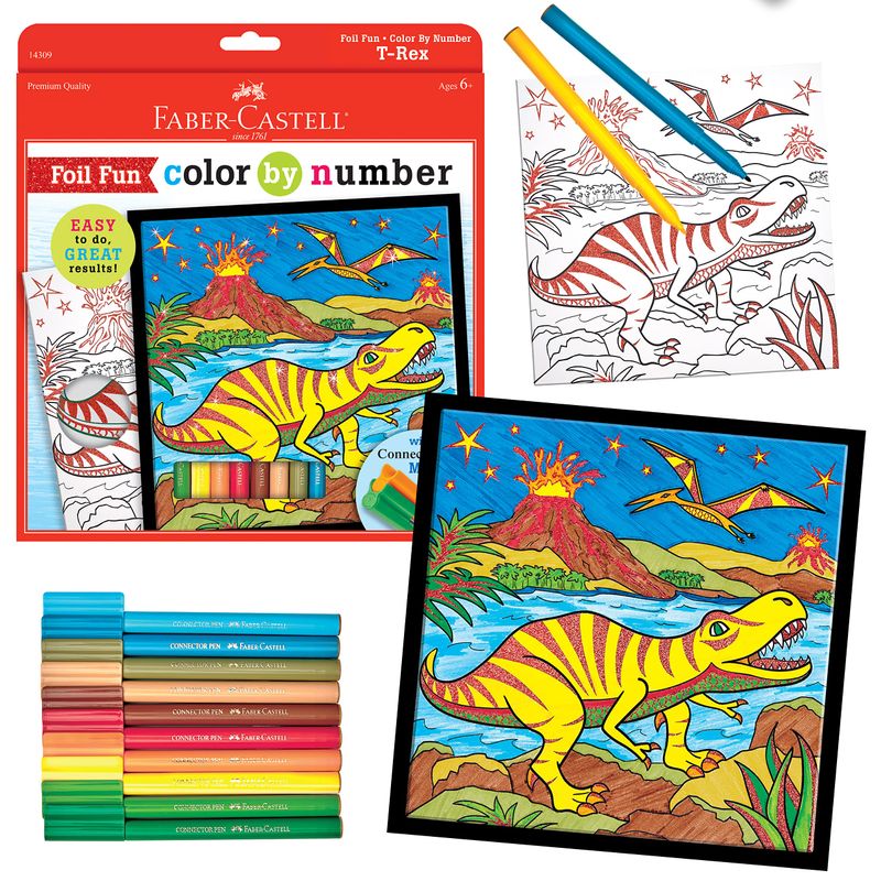 Faber-Castell Color by Number Foil Fun - T-Rex - Color and Display 1 ...