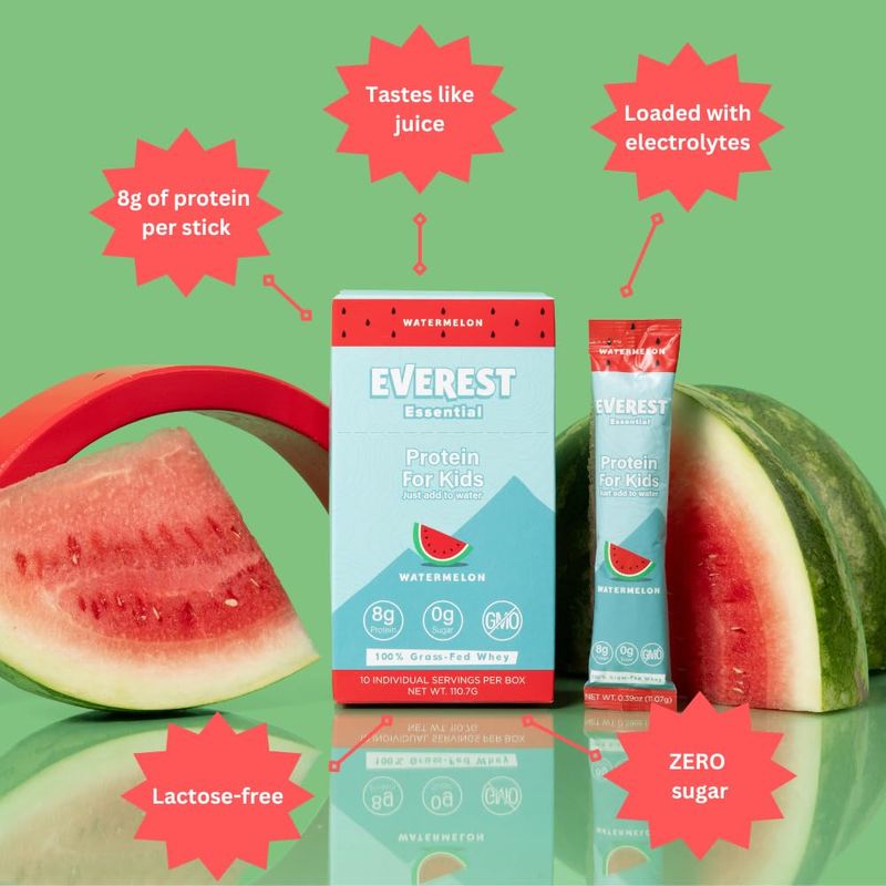 Everest Essential, Kid's Clear Whey Protein Powder (Watermelon, 10 ...