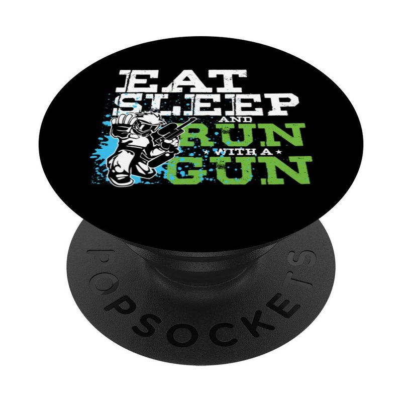 Eat Sleep Run With A Gun Paintball Player Airsoft Gift PopSockets Grip and Stand for Phones and ...