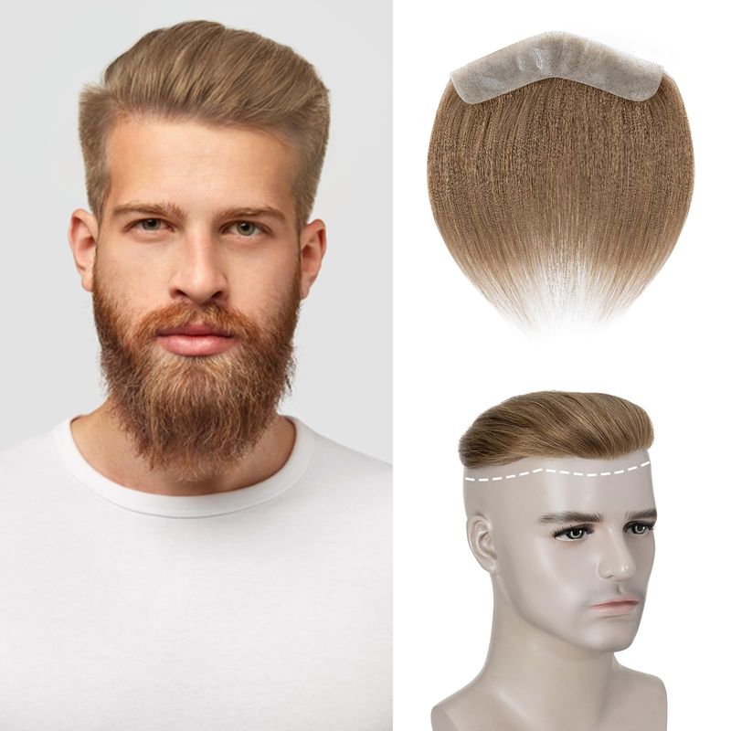 Elailite Men's Hairline V-Shaped Forehead Toupee Real Human Hair ...