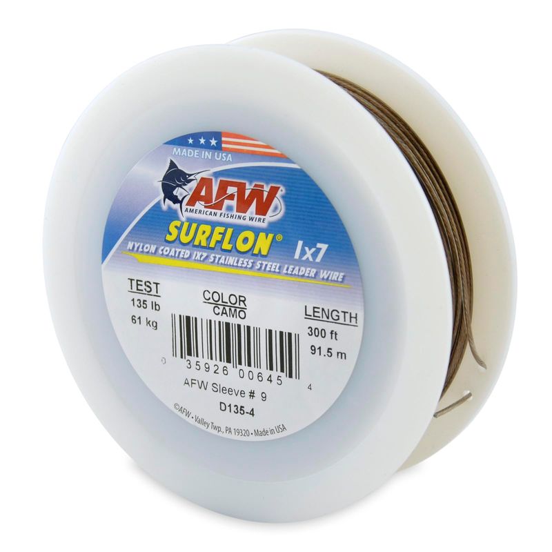 American Fishing Wire Surflon, Nylon Coated 1x7 Stainless Steel Leader ...