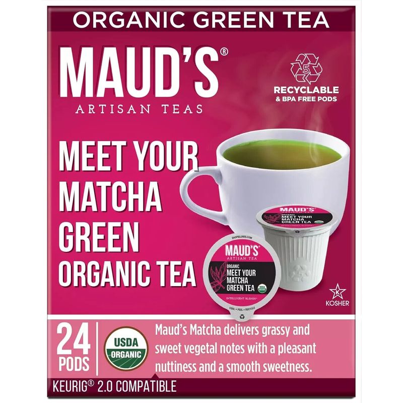 Organic Matcha Green Tea Pods, 24 ct, Recyclable Single Serve Tea Pods ...