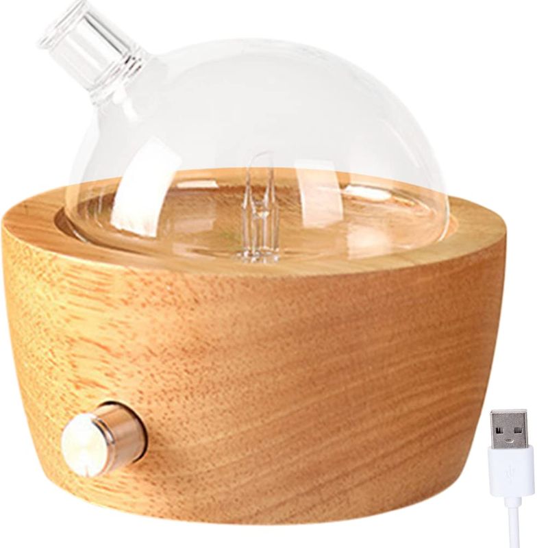 YUYAKESHI Aroma Diffuser Water and Heat Free Wooden Base Glass ...