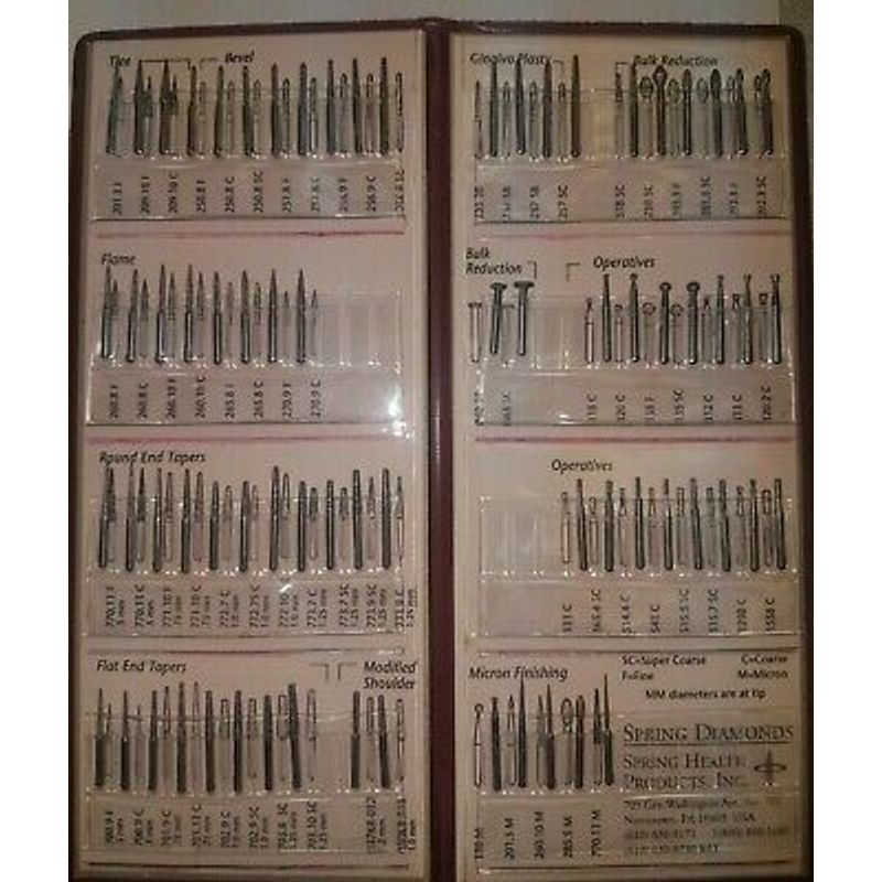 Dental Diamond Burs Spring Health Products Assorted Diamond Wallet ...