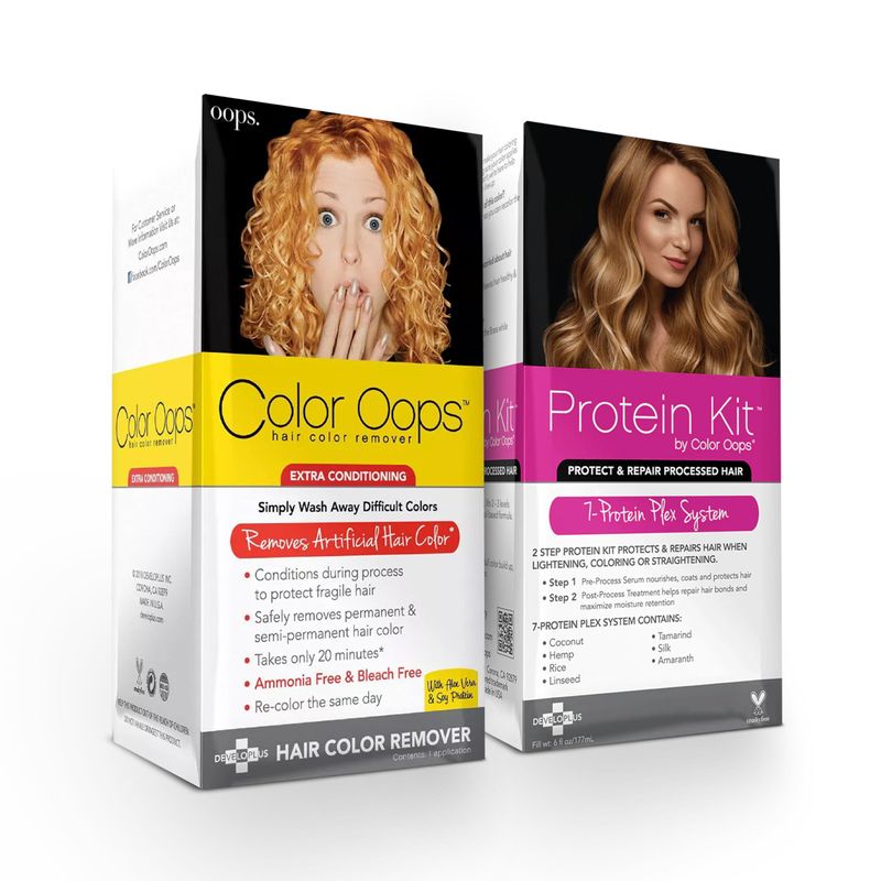 Color Oops Extra Conditioning Hair Color Remover and Protein Kit Bundle ...