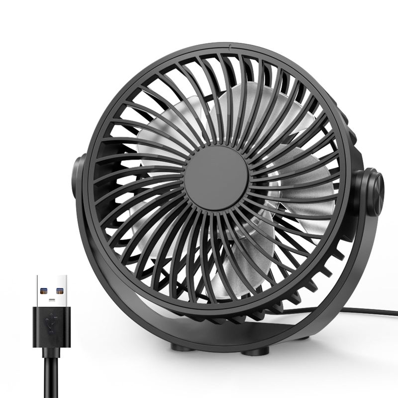 Edvision USB Desk Fan, 5 Inch Mini Portable, 3 Speeds Strong Airflow ...