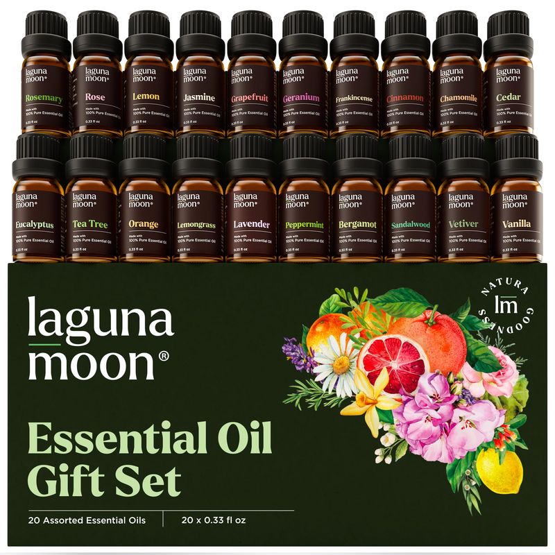 Essential Oils Set - Top 20 Gift Set Oils for Diffusers, Humidifiers ...