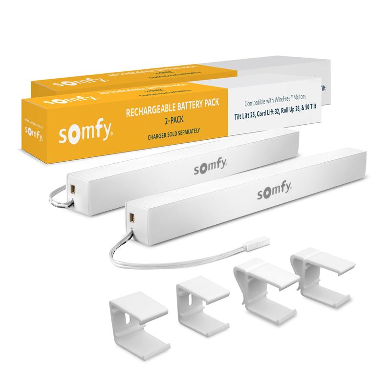 somfy Rechargeable Battery Pack 2-Pack for Wirefree RTS Motorized ...