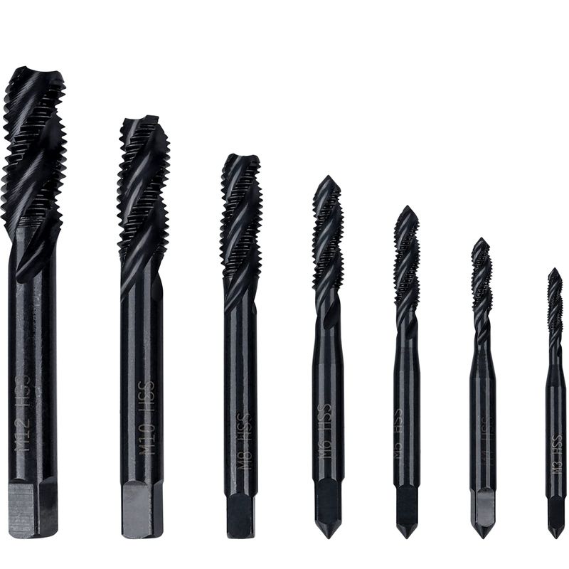 Bestgle Tap Drill Set, 7 Pieces, Spiral Tap, Chamfering Tap, Drilling ...