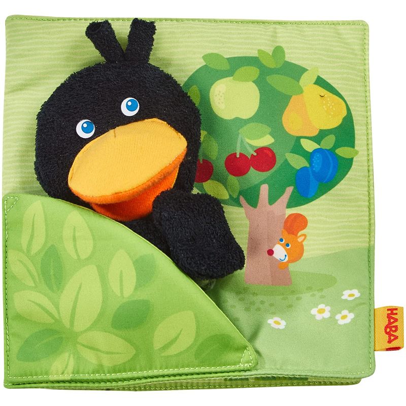 HABA Fabric Book Orchard with Raven Finger Puppet and Removable Fruit ...