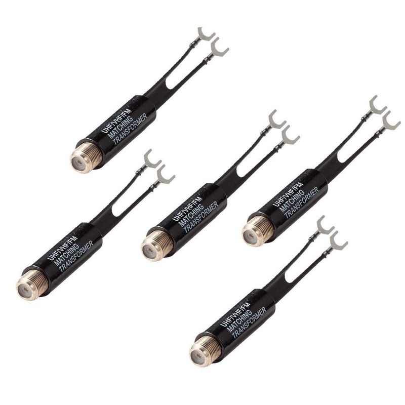 5 Pack 75 Ohm to 300 Ohm UHF VHF FM Antenna Adapter Matching ...