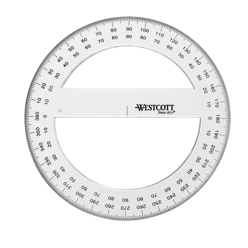 Westcott E-10136 00 Full Circle Protractor in Plastic 15 cm Clear - EveryMarket