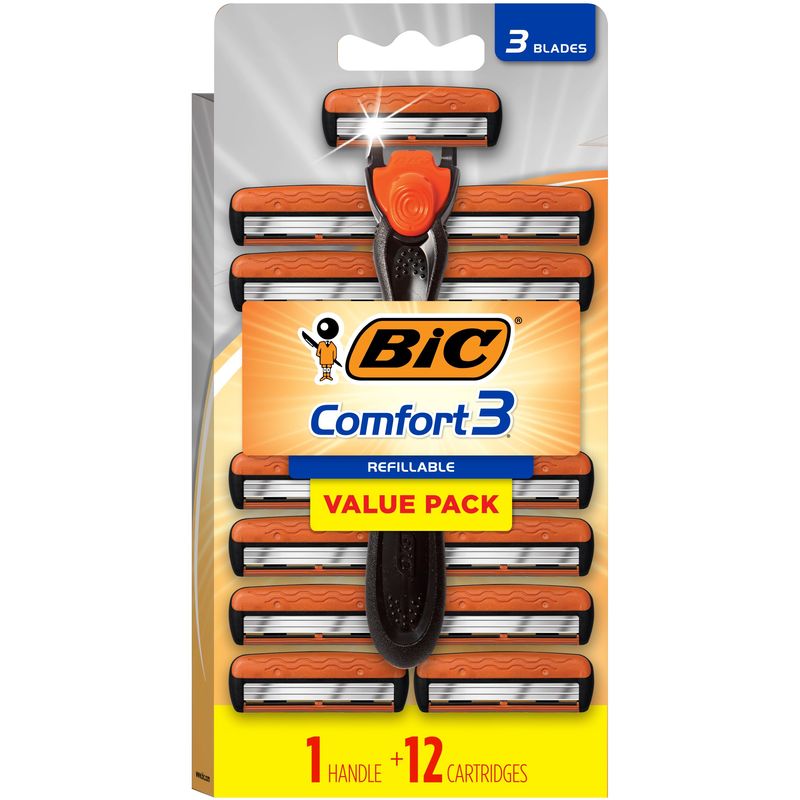 BIC Comfort 3 Refillable Three-Blade Disposable Razors for Men ...