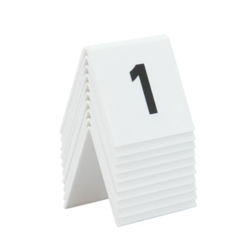 Securit Set of 10 Table Number Signs, White Plastic Tent Style Table ...