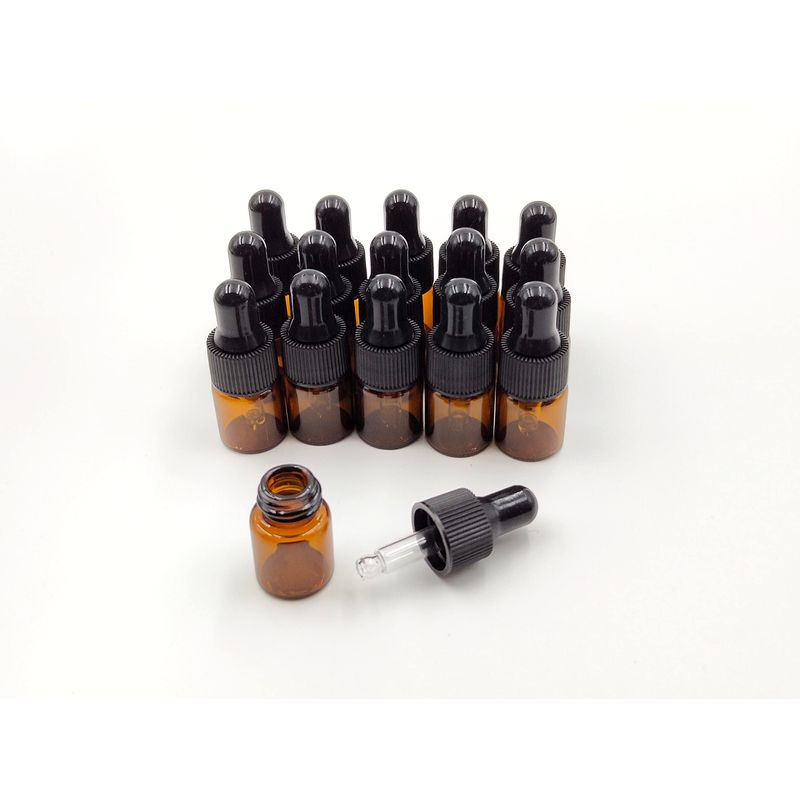 YYNGJCK 15Packs 2ml Tiny Amber Glass Mini Dropper Bottles for Essential ...