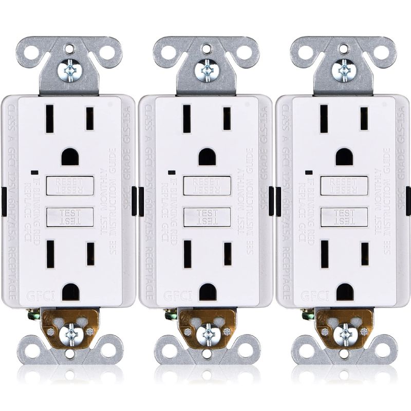 15A GFCI Outlets [3-Pack], Non-Tamper-Resistant GFI Duplex Receptacles ...
