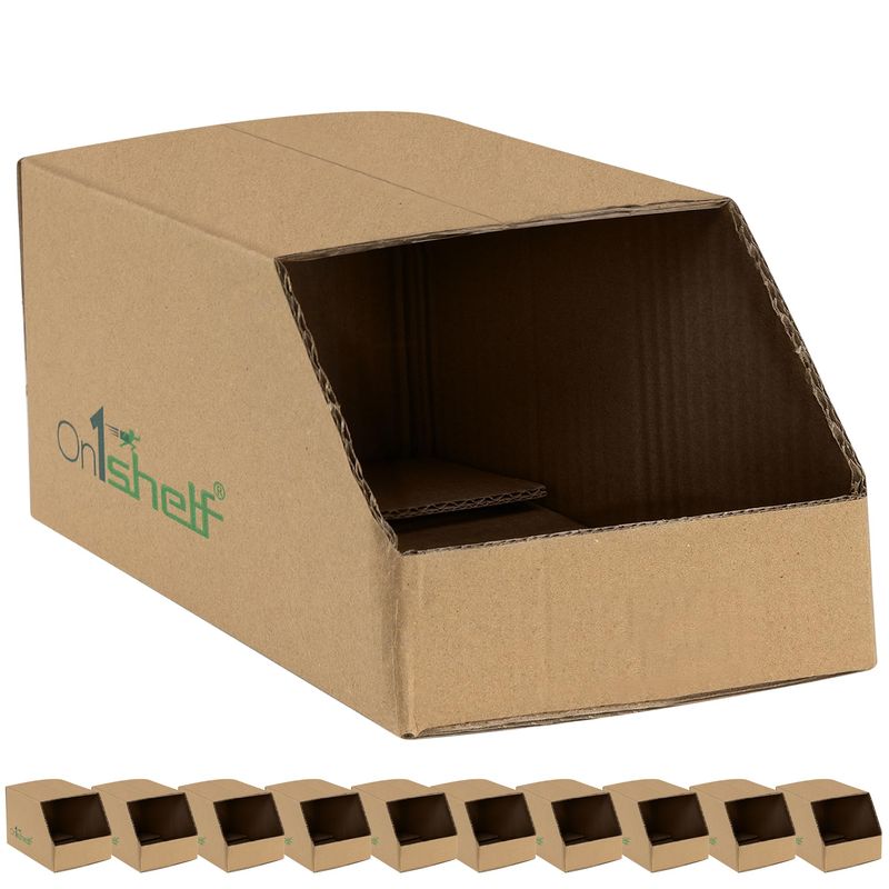 On1shelf® 10pcs Stackable Cardboard Boxes, Corrugated Storage Bins ...