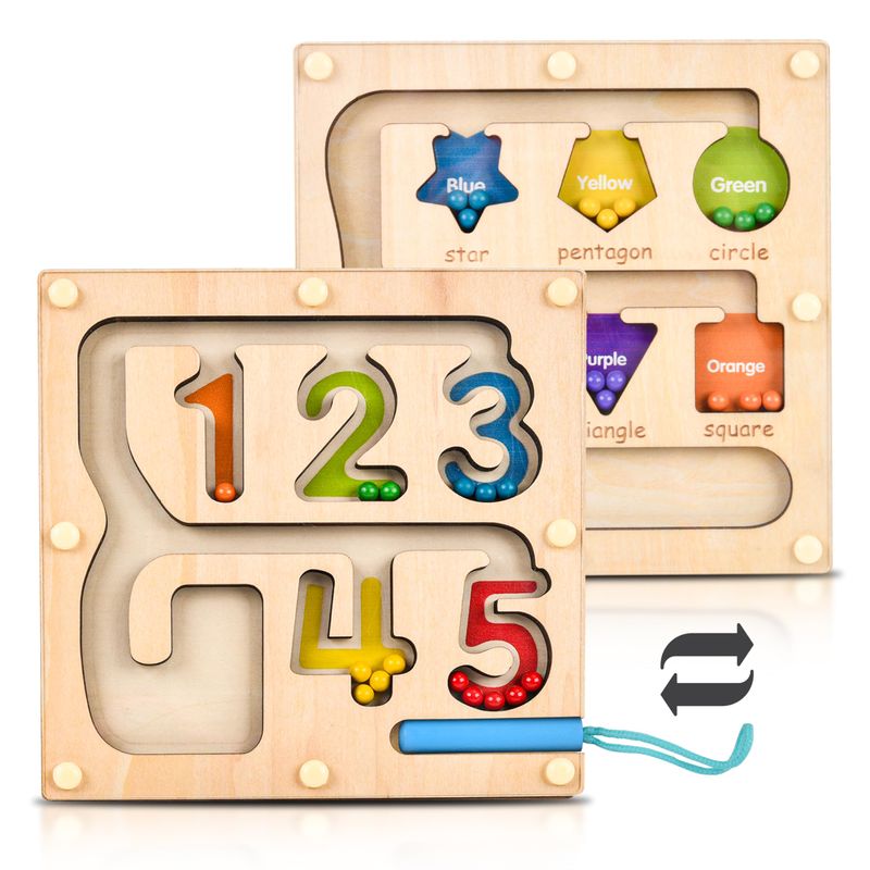 Magnetic Maze Board - Montessori Wooden Puzzles Educational Shape ...