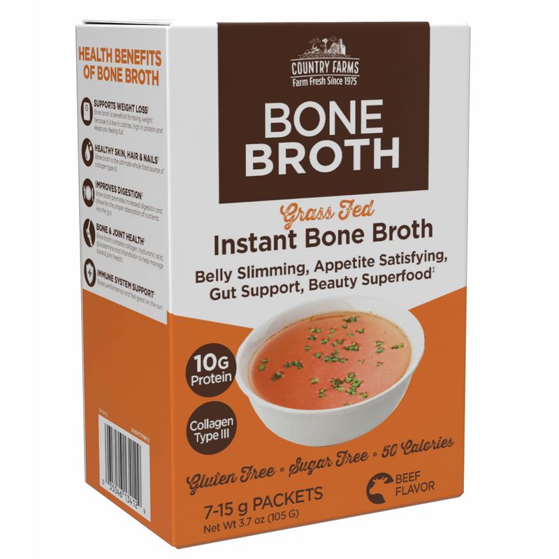 Country Farms Skinny Broth, Instant Beef Bone Broth, 10G Protein ...