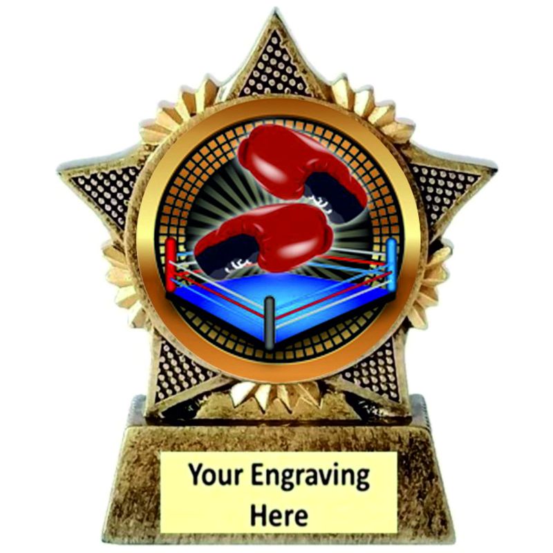 Boxing Trophy Star 90mm Award Antique Gold Resin Boxing Gloves Fighter ...