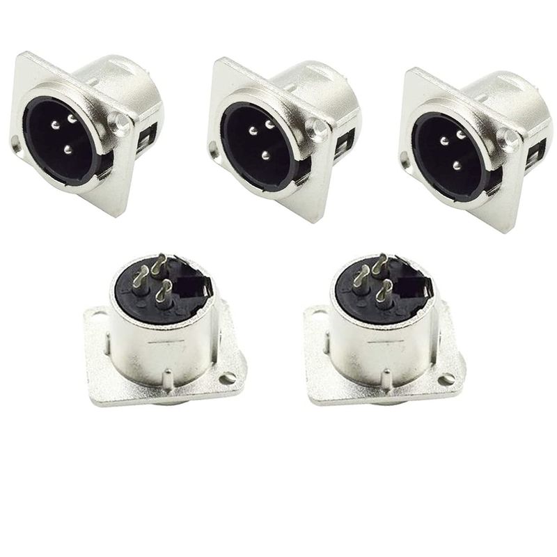 priaolker 3 Pin XLR Male Socket Metal Panel Mount Chassis Microphone ...