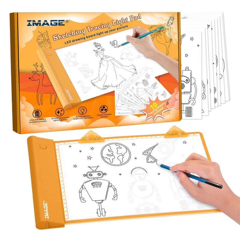 IMAGE Light Up Tracing Pad Orange Drawing Tablet Coloring Board for ...