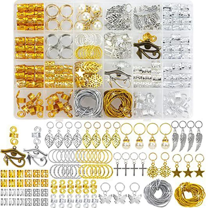200 Pieces Hair Accessories for Braids Decorations, Dreadlocks Metal ...
