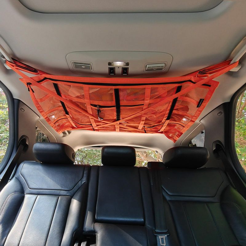 Kaskawise SUV Car Ceiling Cargo Net with Adhesive Straps,Double-Layer ...