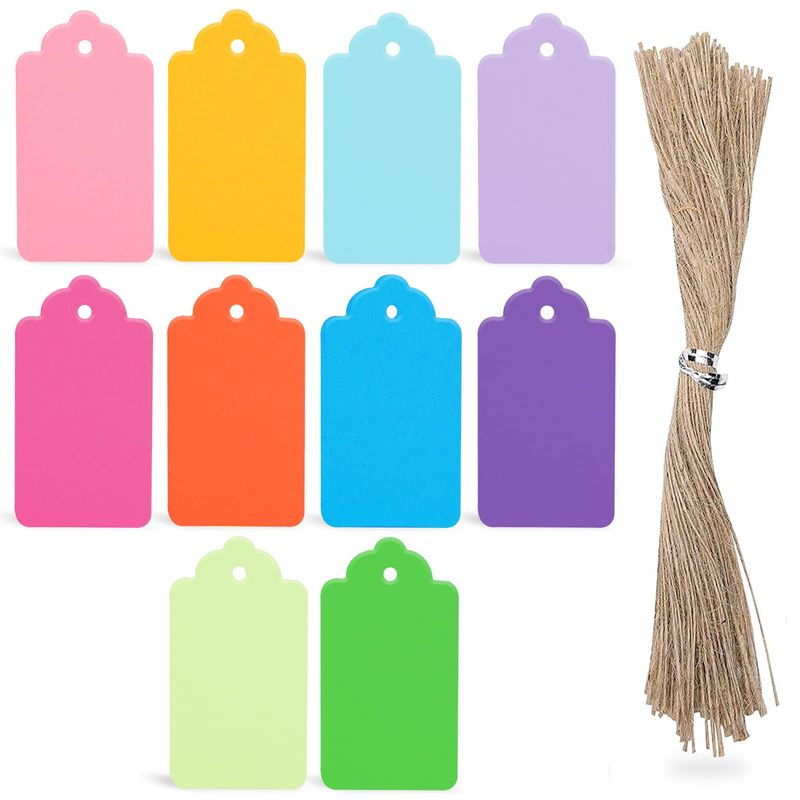 SallyFashion 100 PCS Gift Tags with String, 10 Colors Kraft Paper Tags ...