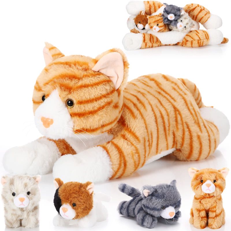 Skylety 5 Pieces Cat Stuffed Animal with Babies Inside Mommy Cat with 4 ...