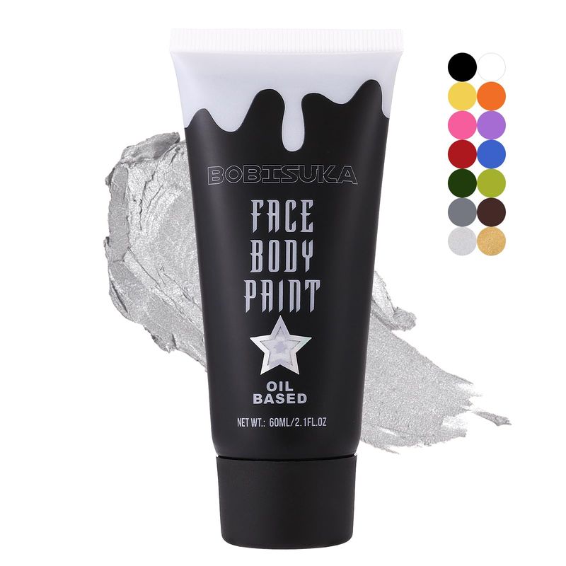 BOBISUKA Silver Face Body Paint, Metallic Oil-based Painting Kit, Cream ...