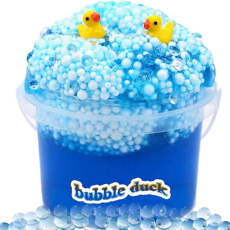Bubble Duck Slime,Blue Foam Ball Slime and Lovely Crystal Beads ...