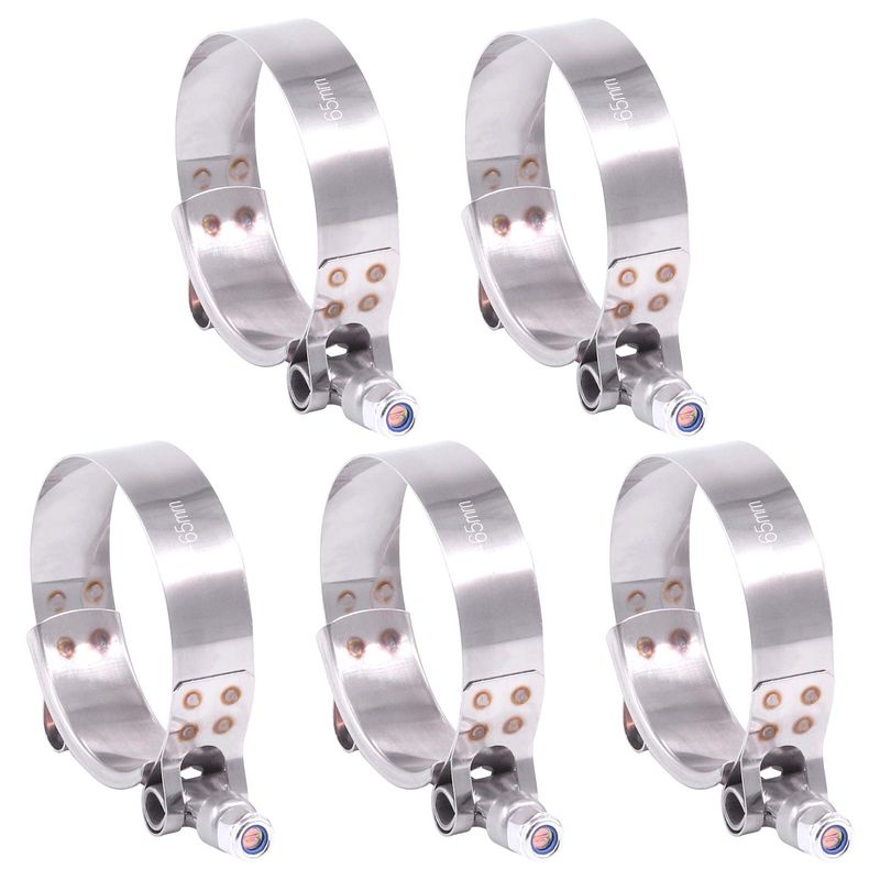Hilitchi 5PCS Stainless Steel T-Bolt Clamps with Rounded Band Edges ...