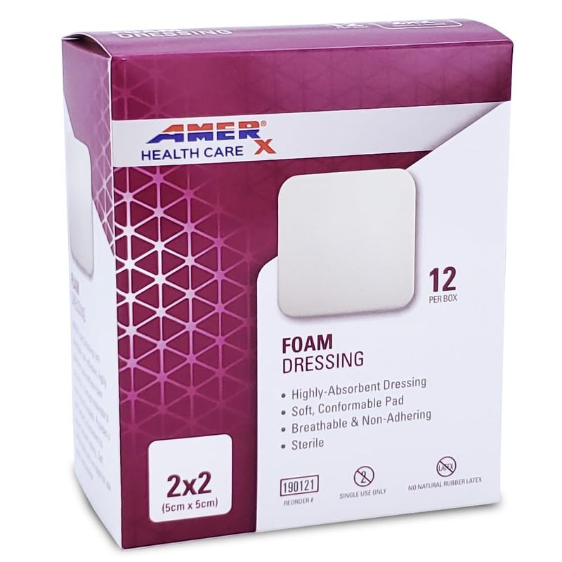 AMERX Foam Dressing - Wound Dressing Pads - Waterproof Barrier ...