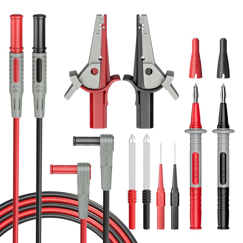 Cleqee Multimeter Test Leads Kit 10PCS Test Cable Probes 4mm Banana ...