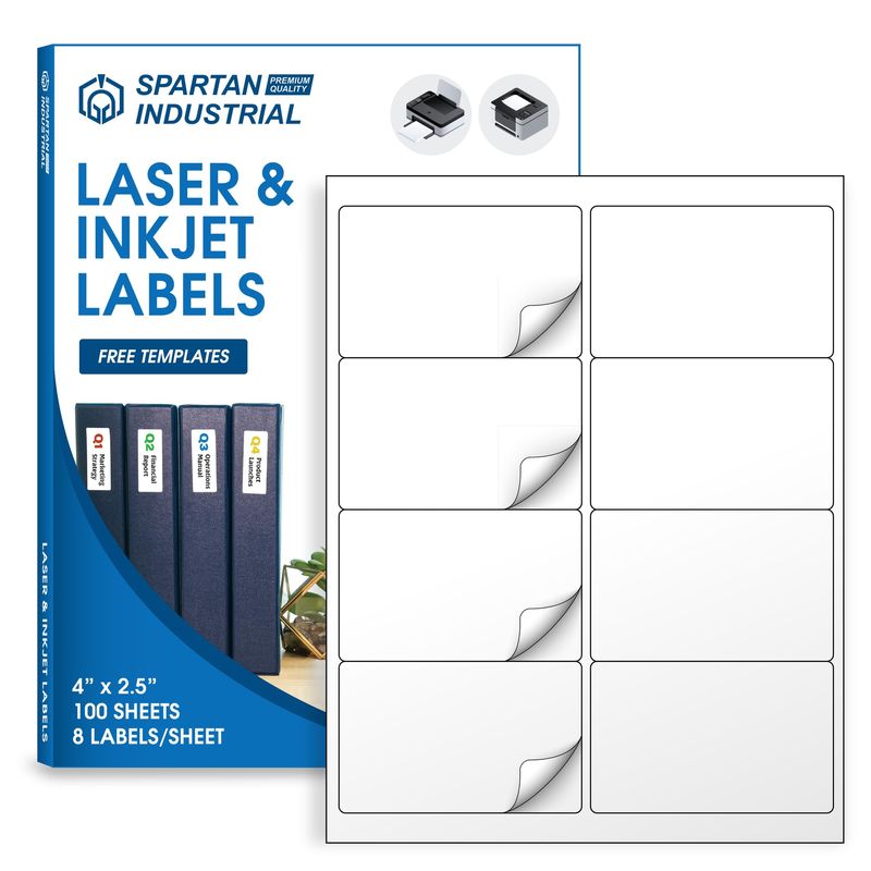 Spartan Industrial Printable Laser and Inkjet Labels - 4" X 2 1/2 ...
